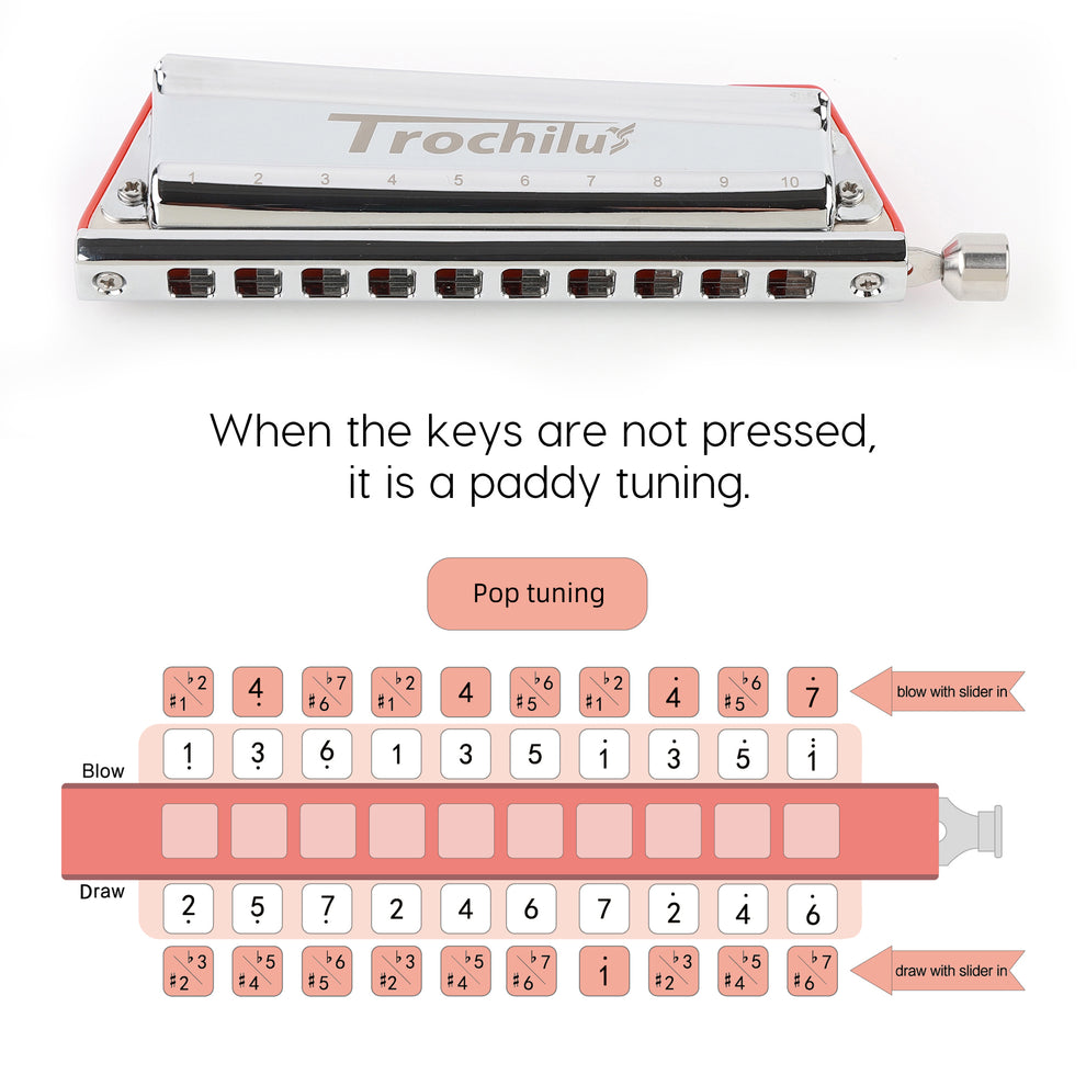 JDR Trochilus Chromatic Harmonica - Key of C POP Tuning